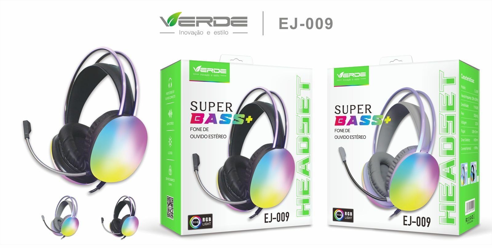 Fone Headset Gamer VERDE EJ-009 Com LED – YL Eletronicos